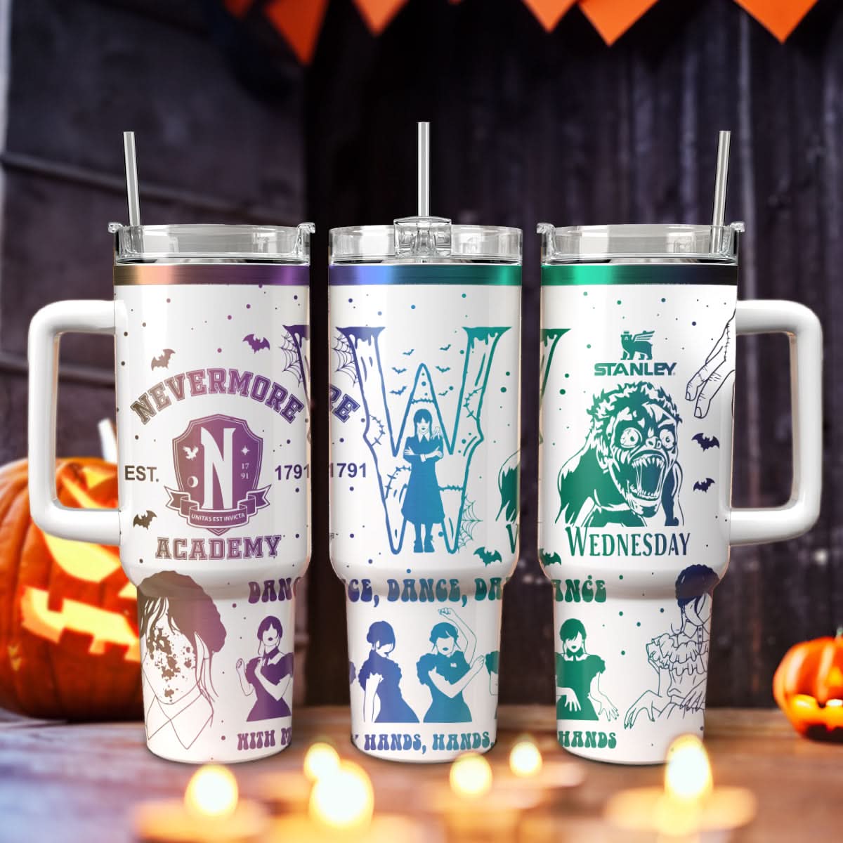 Wednesday Addams Tv Series Custom Stanley Quencher 40Oz Stainless Steel ...