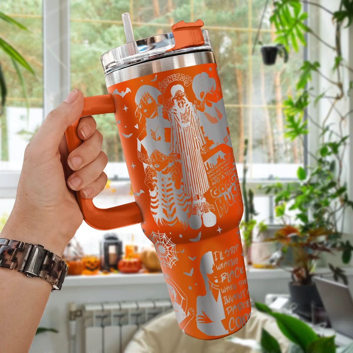 Wednesday Addams Tv Series Custom Stanley Quencher 40Oz Stainless Steel ...